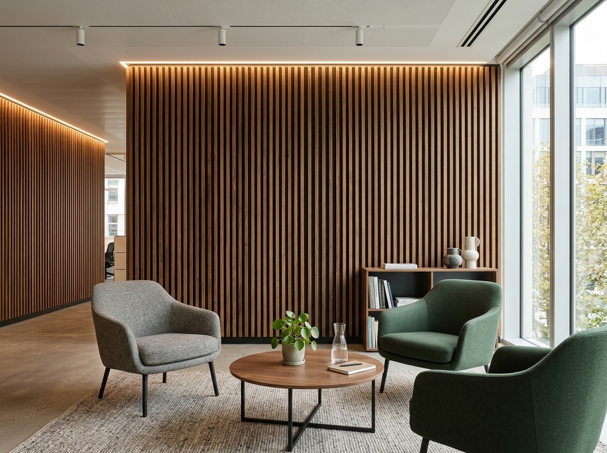 Acoustic Wood Slatted Panels In Riyadh Combining Interior Design With